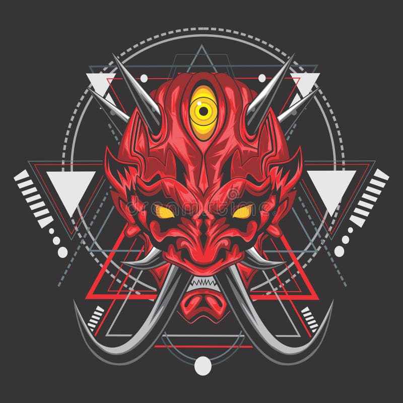 Epic demon samurai mask stock vector. Illustration of head - 146011565