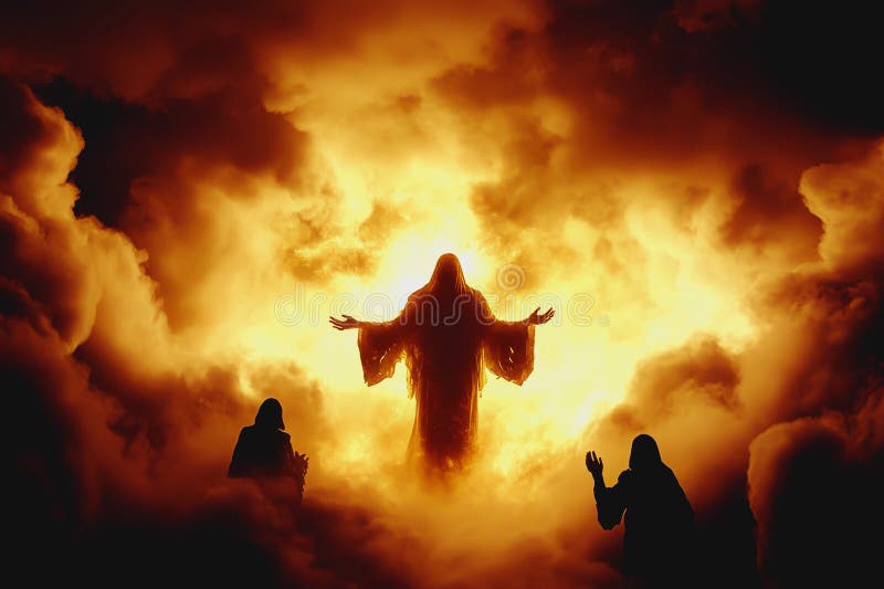 Epic Divine Figure Emerging from Light, Surrounded by Clouds and ...
