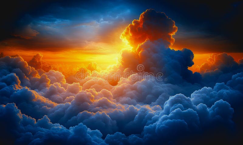 Epic Divine Figure Emerging from Light, Surrounded by Clouds and ...