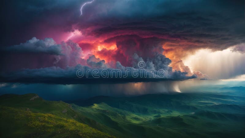Epic Dramatic Storm Cell As Seen from High on a Mountain Stock ...