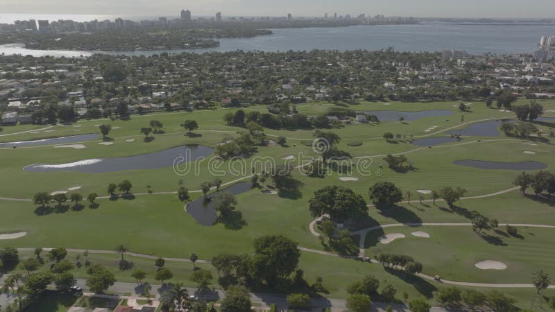 Epic Drone Shot of Green Busy Golf Course in Miami Beach from a Drone ...