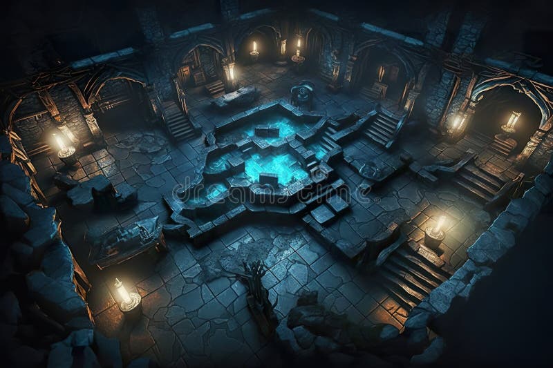 An Epic Dungeon Map Battle Map for Fantasy Game Stock Illustration ...