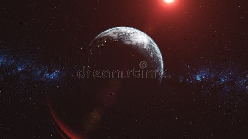 Epic Earth Orbit Observation Red Sun Beam Glow Stock Footage - Video of ...