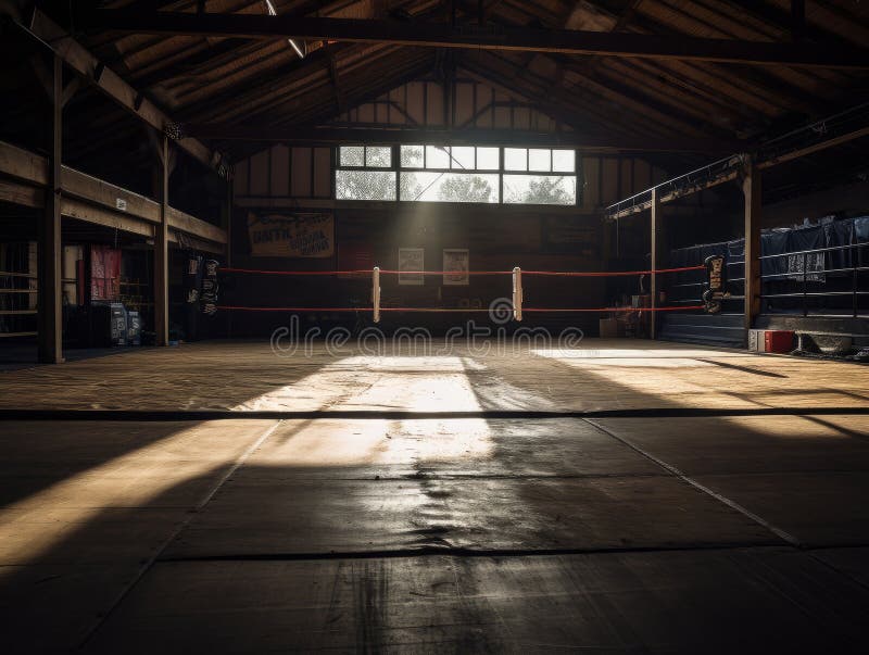 Epic Empty Boxing Ring Flooded with Sunlight AI Stock Illustration ...