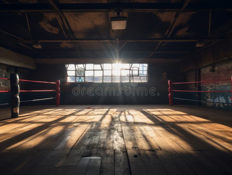 Epic Empty Boxing Ring Flooded with Sunlight AI Stock Illustration ...