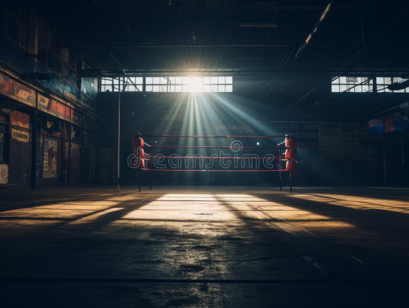 Epic Empty Boxing Ring Flooded with Sunlight AI Stock Illustration ...