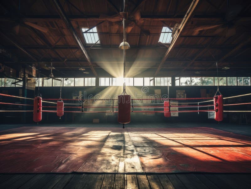 Epic Empty Boxing Ring Flooded with Sunlight AI Stock Illustration ...