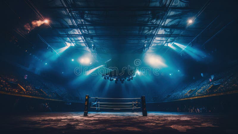 Epic Empty Boxing Ring in the Spotlight on the Fight Night AI Stock ...