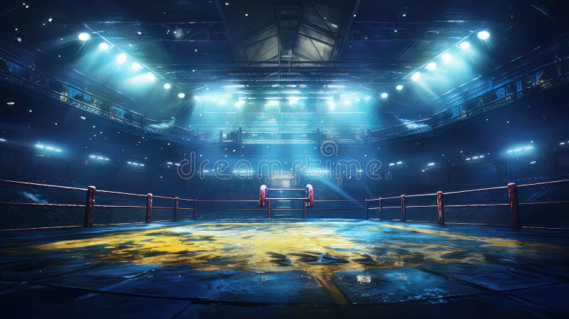 Epic Empty Boxing Ring in the Spotlight on the Fight Night AI Stock ...