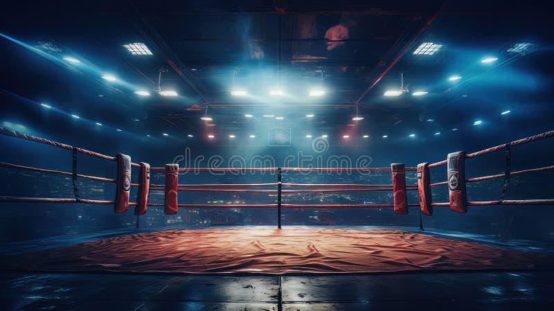 Epic Empty Boxing Ring in the Spotlight on the Fight Night AI Stock ...