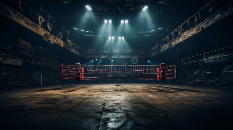 Epic Empty Boxing Ring in the Spotlight on the Fight Night AI Stock ...