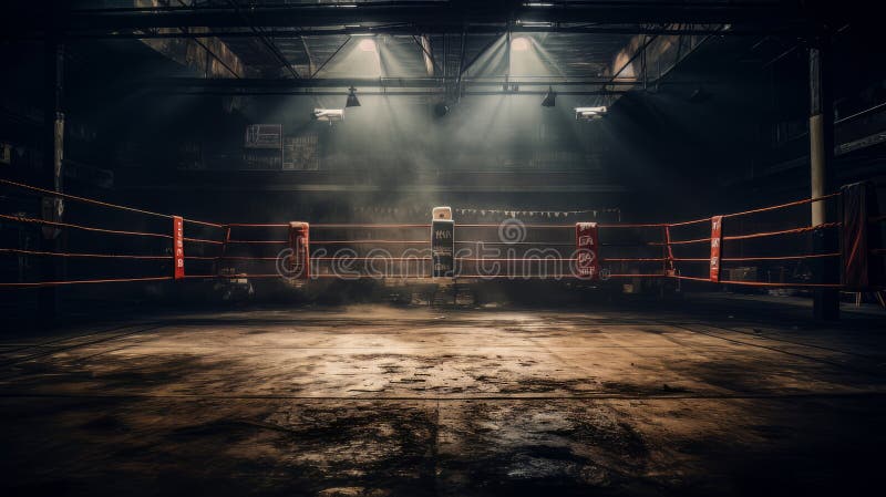 Epic Empty Boxing Ring in the Spotlight on the Fight Night AI Stock ...