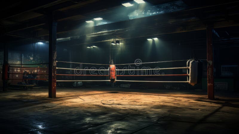 Epic Empty Boxing Ring in the Spotlight on the Fight Night AI Stock ...