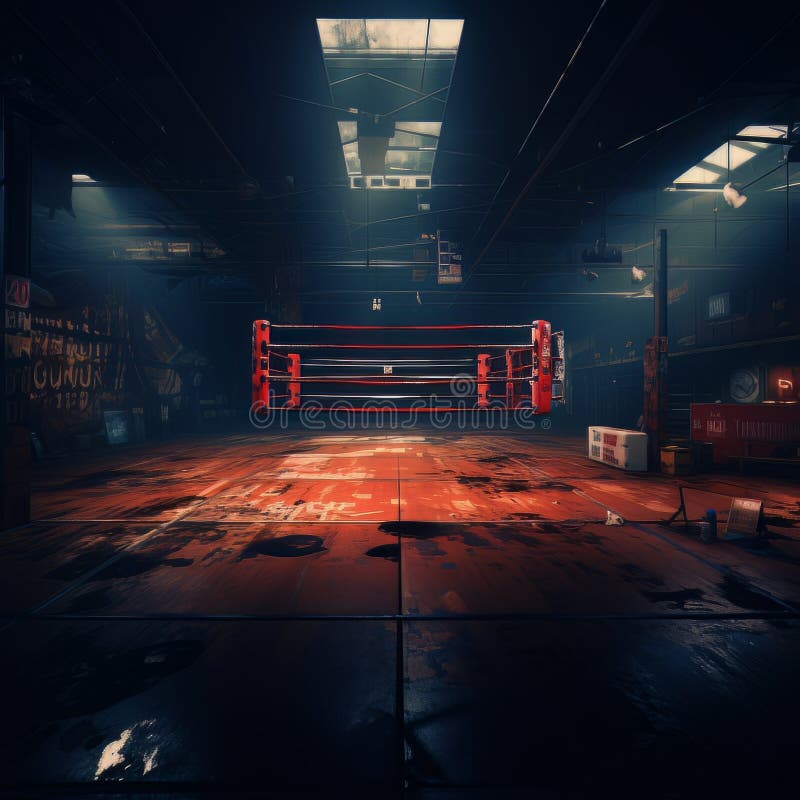 Epic Empty Boxing Ring in the Spotlight on the Fight Night AI Stock ...