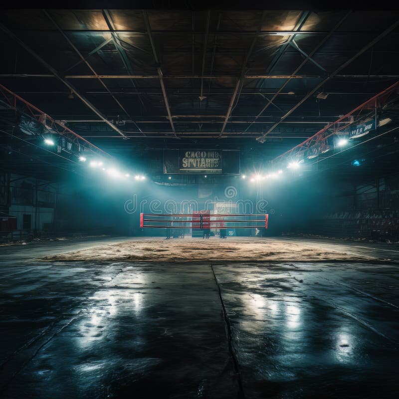 Epic Empty Boxing Ring in the Spotlight on the Fight Night AI Stock ...