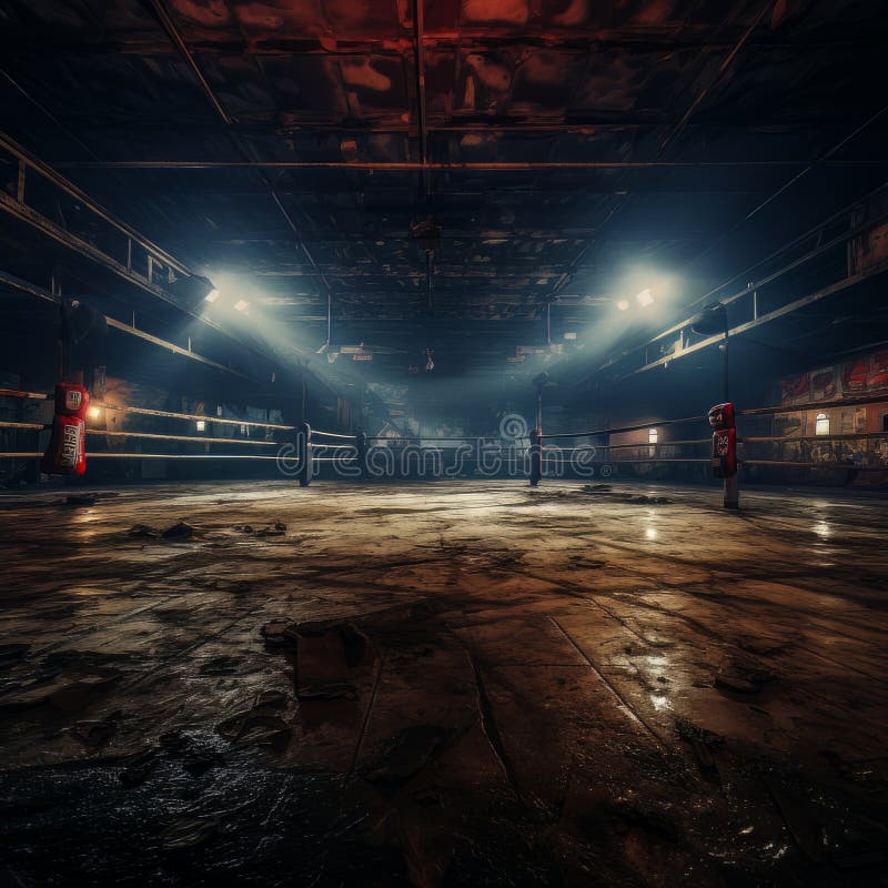 Epic Empty Boxing Ring in the Spotlight on the Fight Night AI Stock ...