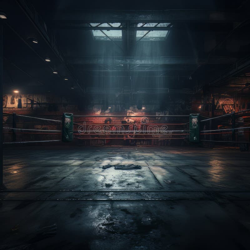 Epic Empty Boxing Ring in the Spotlight on the Fight Night AI Stock ...