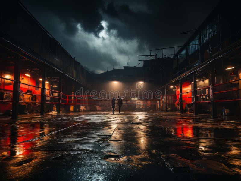 Epic Empty Boxing Ring in the Spotlight on the Fight Night AI Stock ...