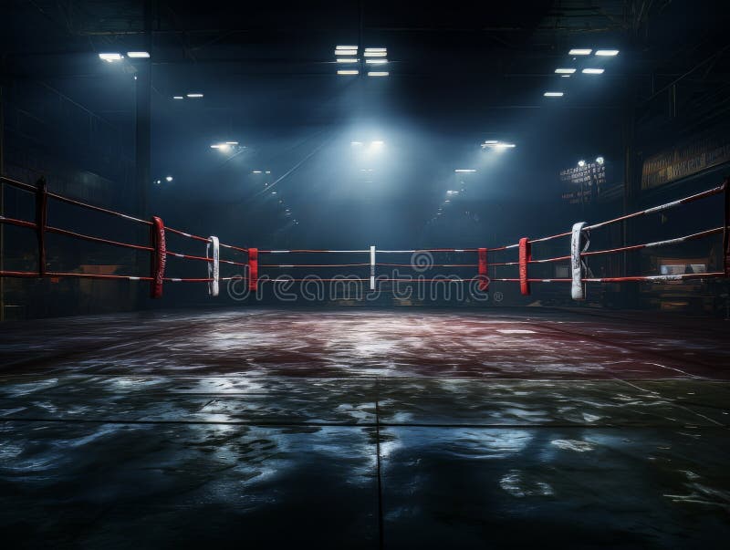 Epic Empty Boxing Ring in the Spotlight on the Fight Night AI Stock ...
