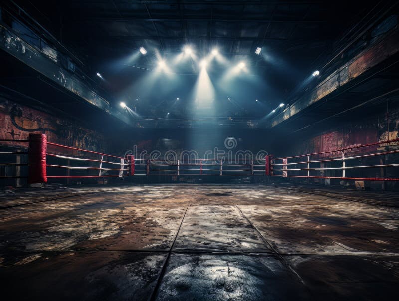Epic Empty Boxing Ring in the Spotlight on the Fight Night AI Stock ...