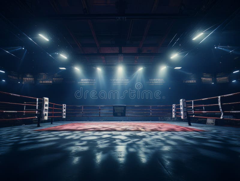 Epic Empty Boxing Ring in the Spotlight on the Fight Night AI Stock ...
