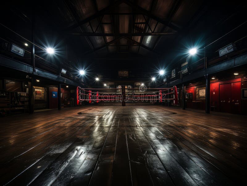 Epic Empty Boxing Ring in the Spotlight on the Fight Night AI Stock ...