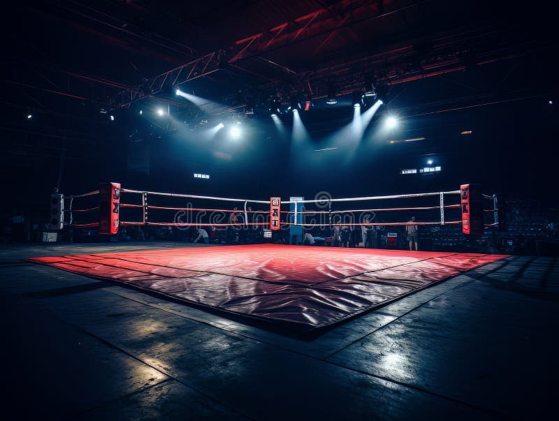 Epic Empty Boxing Ring in the Spotlight on the Fight Night AI Stock ...