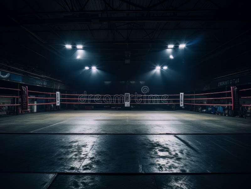 Epic Empty Boxing Ring in the Spotlight on the Fight Night AI Stock ...