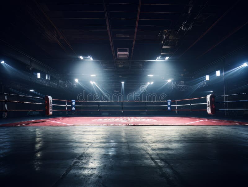 Epic Empty Boxing Ring in the Spotlight on the Fight Night AI Stock ...
