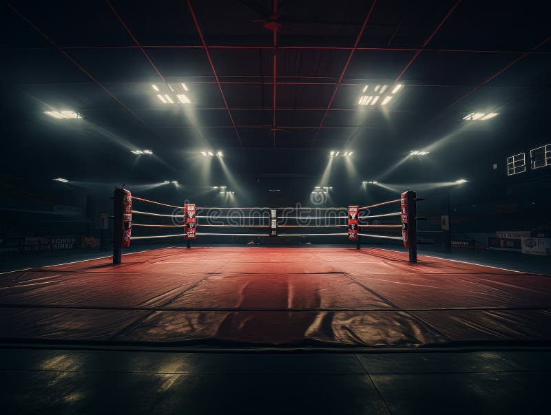 Epic Empty Boxing Ring in the Spotlight on the Fight Night AI Stock ...