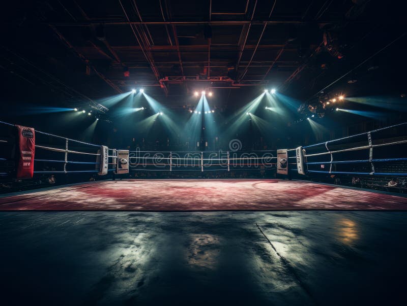 Epic Empty Boxing Ring in the Spotlight on the Fight Night AI Stock ...