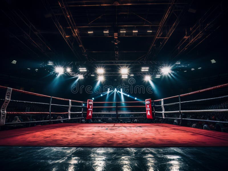 Epic Empty Boxing Ring in the Spotlight on the Fight Night AI Stock ...