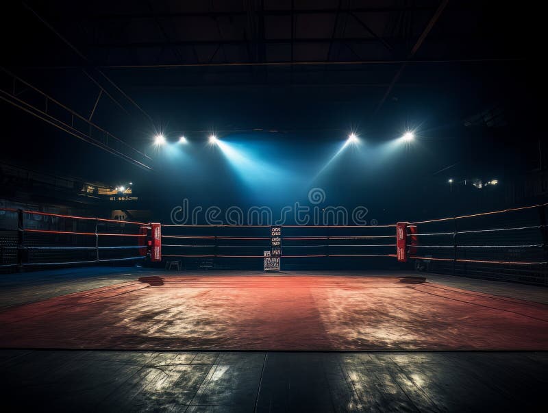 Epic Empty Boxing Ring in the Spotlight on the Fight Night AI Stock ...