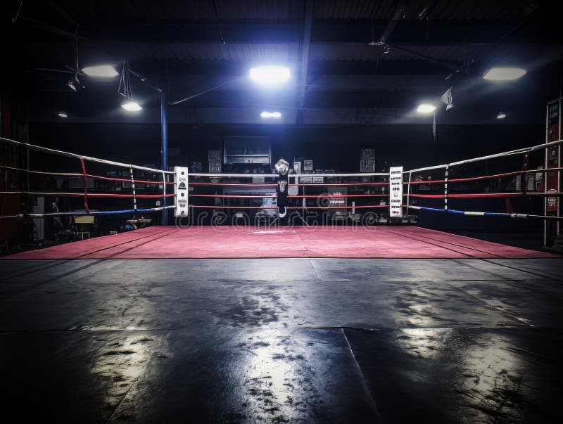 Epic Empty Boxing Ring in the Spotlight on the Fight Night AI Stock ...