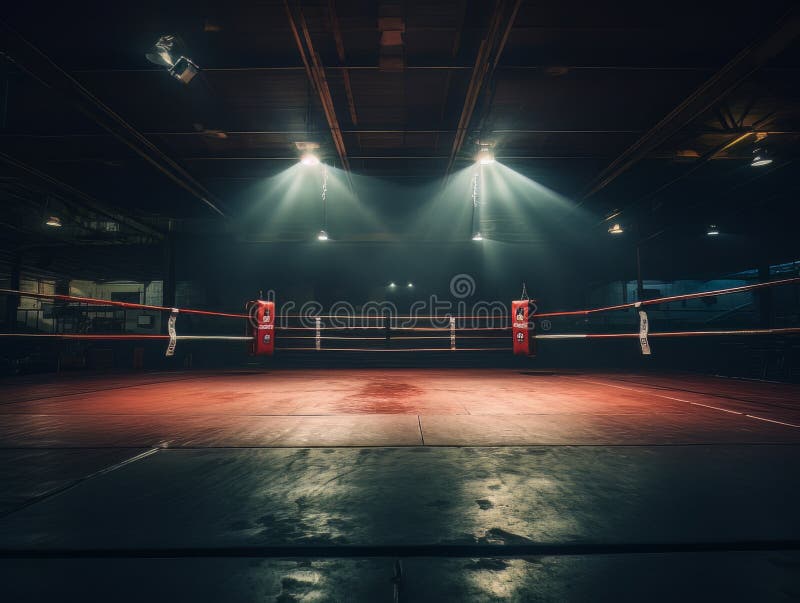 Epic Empty Boxing Ring in the Spotlight on the Fight Night AI Stock ...