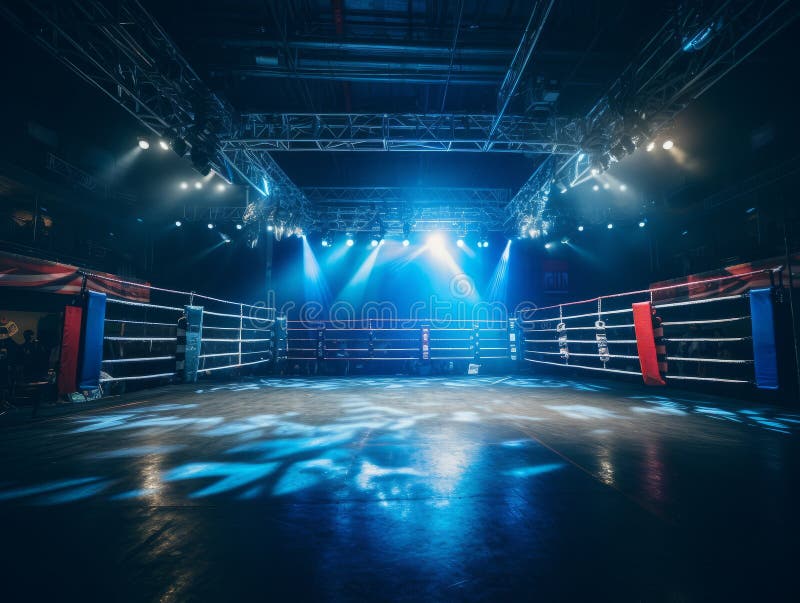 Epic Empty Boxing Ring in the Spotlight on the Fight Night AI Stock ...