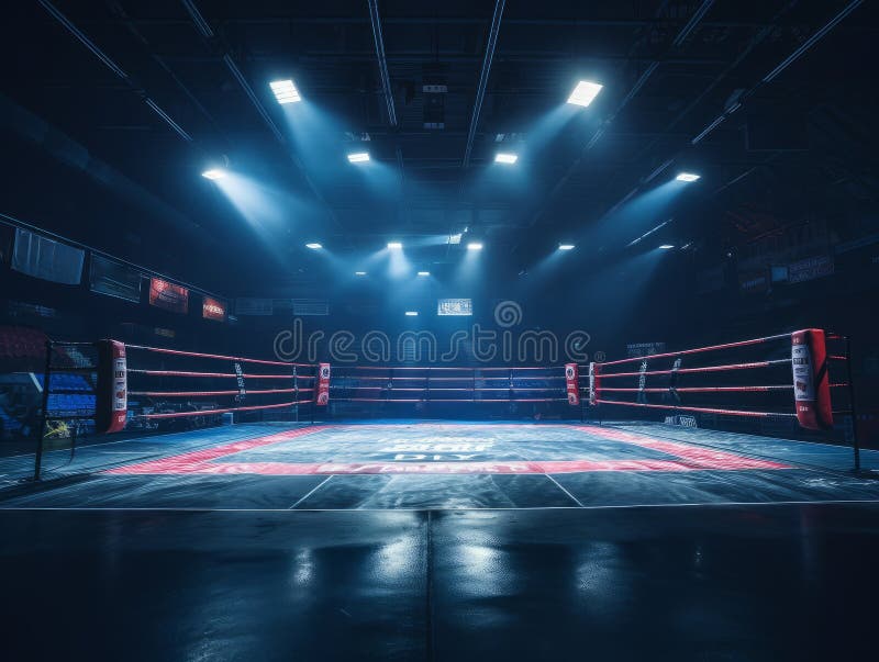 Epic Empty Boxing Ring in the Spotlight on the Fight Night AI Stock ...