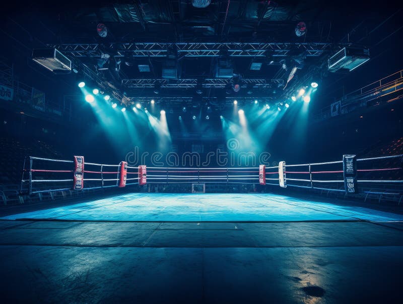 Epic Empty Boxing Ring in the Spotlight on the Fight Night AI Stock ...