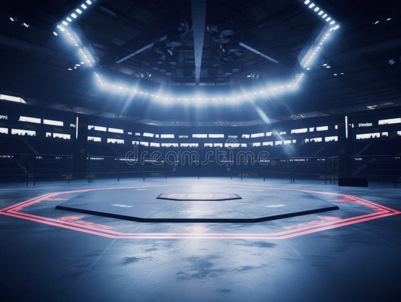 Epic Empty Ring for Fights without Rules and MMA in the Spotlight on ...