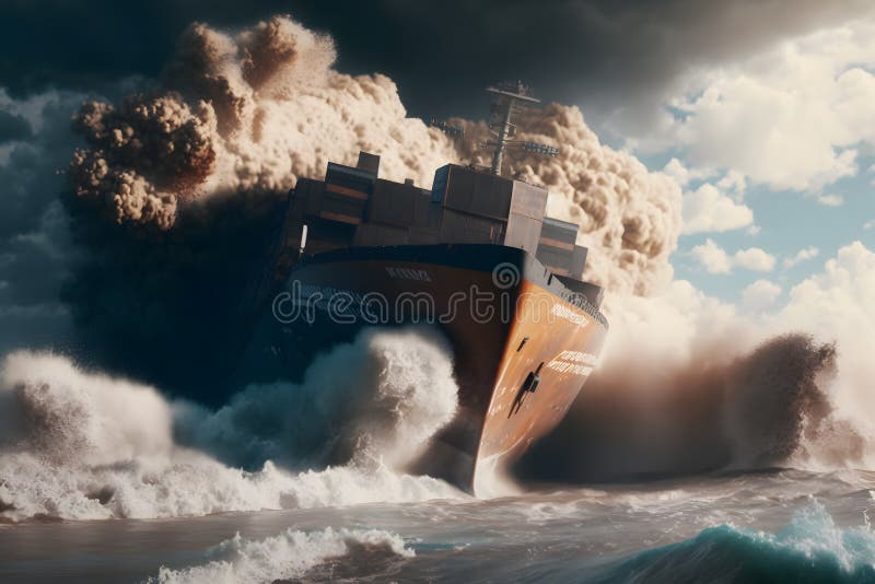 Epic Explosion on a Cargo Ship. Neural Network AI Generated Stock ...