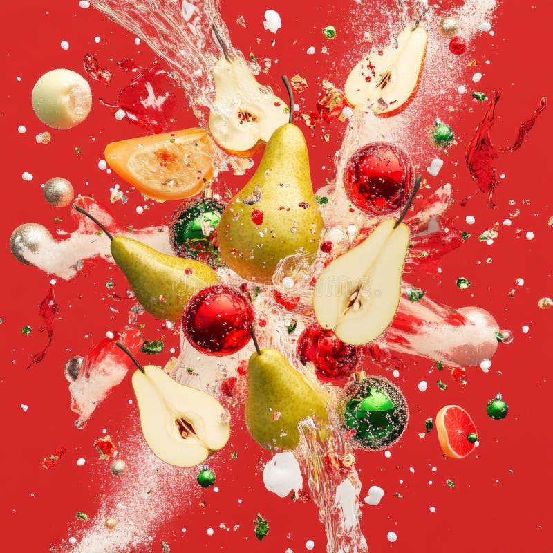 Epic Explosion of Fruit Slices, Christmas Ornaments, and Flying Juice ...