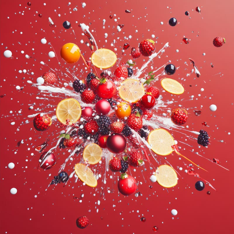 Epic Explosion of Fruit Slices, Christmas Ornaments, and Flying Juice ...
