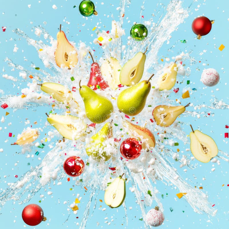 Epic Explosion of Fruit Slices, Christmas Ornaments, and Flying Juice ...