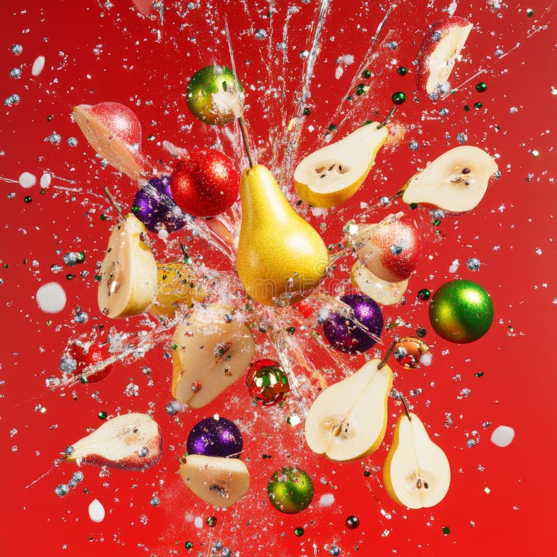 Epic Explosion of Fruit Slices, Christmas Ornaments, and Flying Juice ...