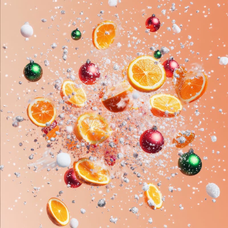 Epic Explosion of Fruit Slices, Christmas Ornaments, and Flying Juice ...
