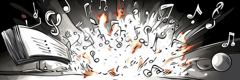 Epic Explosion of Musical Notes with Sheet Music Art Stock Illustration ...