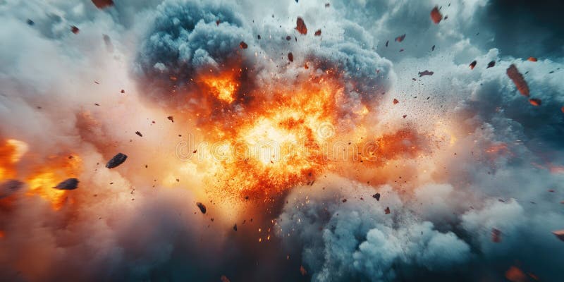 Epic Explosion with Smoke Clouds, Intense Blast and Dramatic Background ...