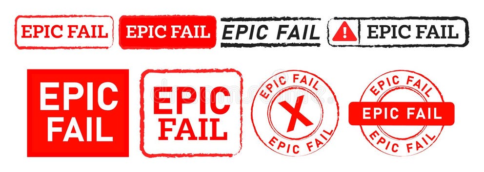 Epic Fail Rectangle Square and Circle Red Stamp Label Sticker Seal ...
