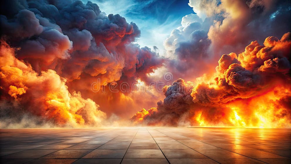Epic Fiery Cloud Floor Scene a Powerful Visual with Dramatic Texture ...