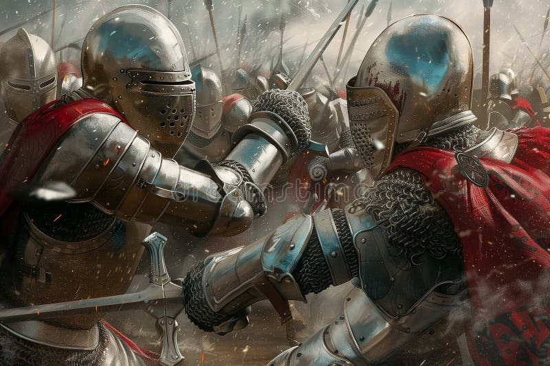 Epic Fight of Medieval Knights. Generative AI Stock Photo - Image of ...